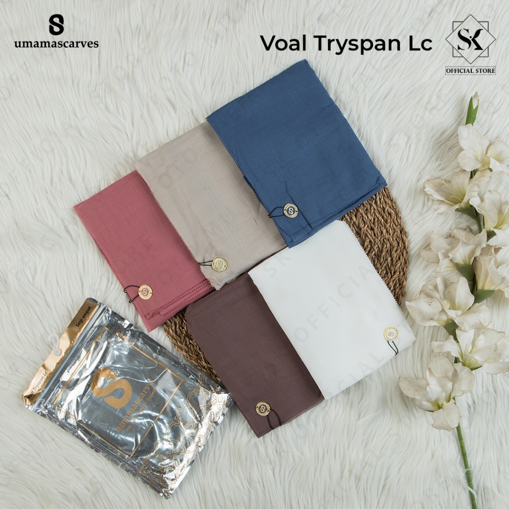 Jual Kerudung Umama Scarf Voal Tryspan Logo S POUCH 110 x110cm Kerudung ...