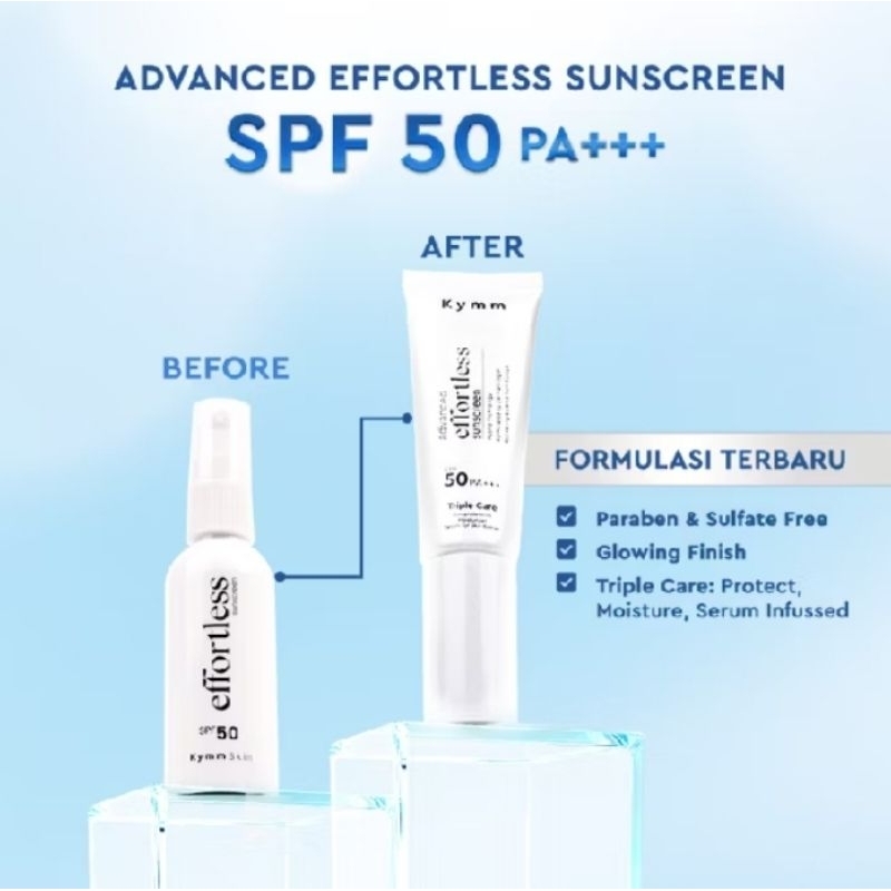 Jual KYMM SKIN EFFORTLESS SUNSCREEN SPF 50 (UPGRADED) | Shopee Indonesia