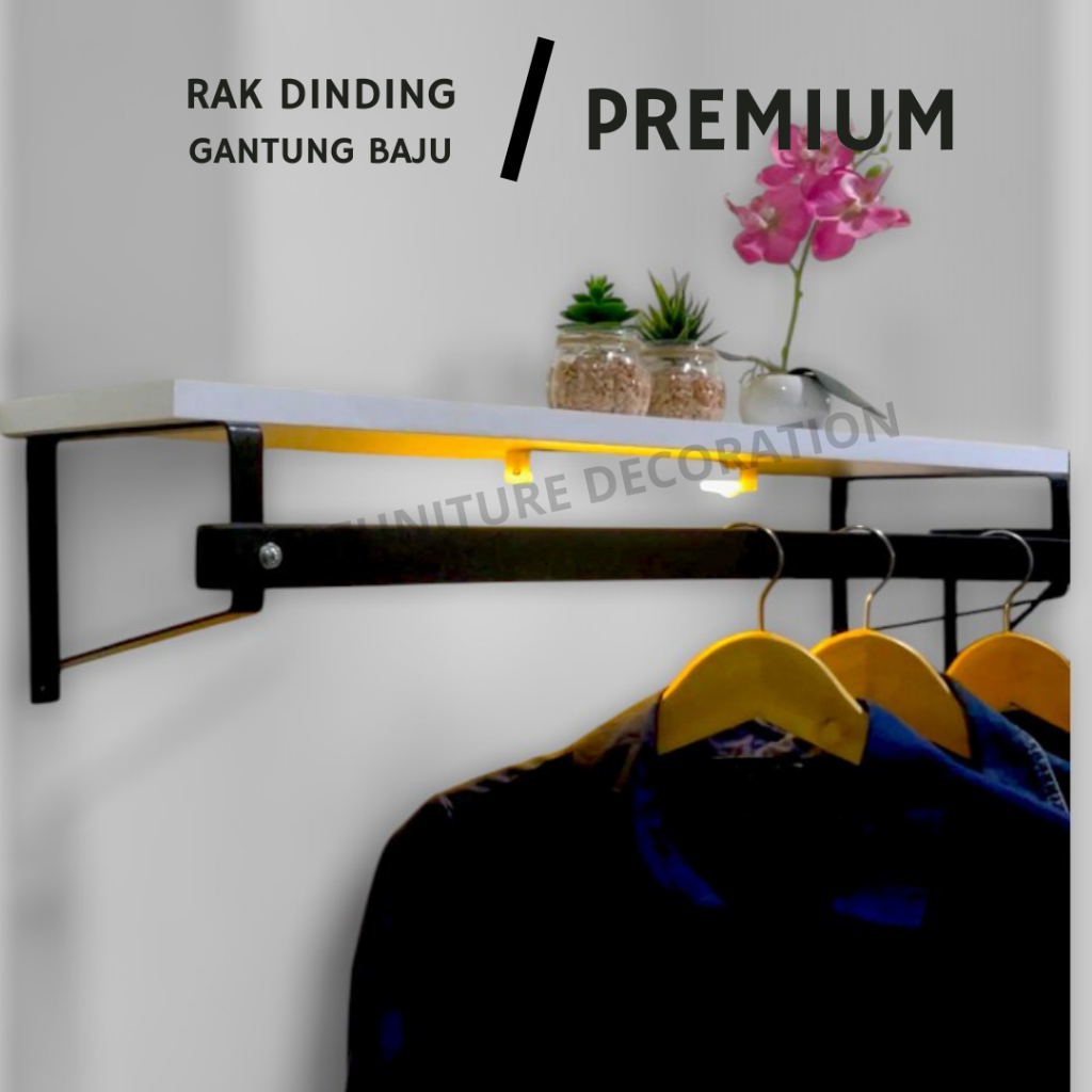 Jual Rak Gantung Pakaian Besi 75x20cm Tiang Besi dan Braket Solid ...