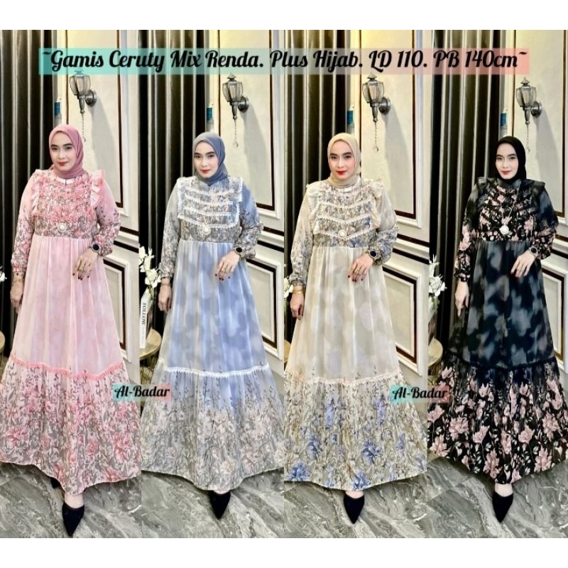 Jual GAMIS SET HIJAB SEGI EMPAT MODEL TERBARU BUSUI FRIENDLY GAMIS BAHAN CERUTY ETNIK MOTIF ...