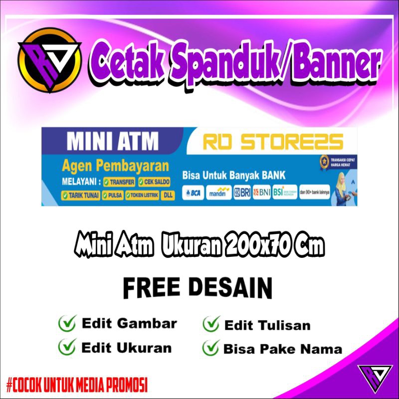 Jual Spanduk Banner Mini ATM Size 200×70 Cm | Shopee Indonesia