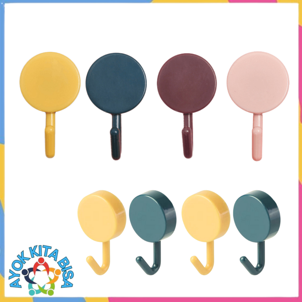 Jual AKB Gantungan Hook Bulat Polos Tempel Tembok Wall Hook Stiker ...