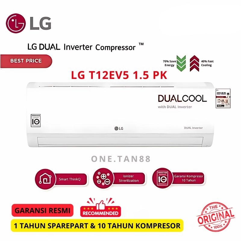 Jual AC SPLIT LG T12EV5 [ 1.5PK ] DUAL INVERTER WATT CONTROL [ UNIT ...