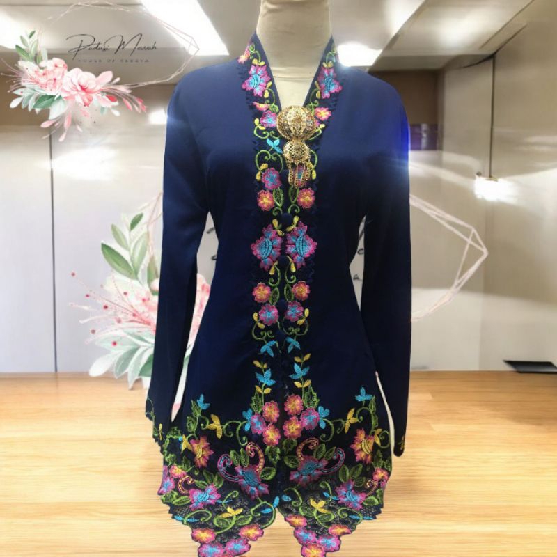 Jual Kebaya Encim Bordir Bunga kemayu Lengan panjang Bahan Katun Toyobo ...