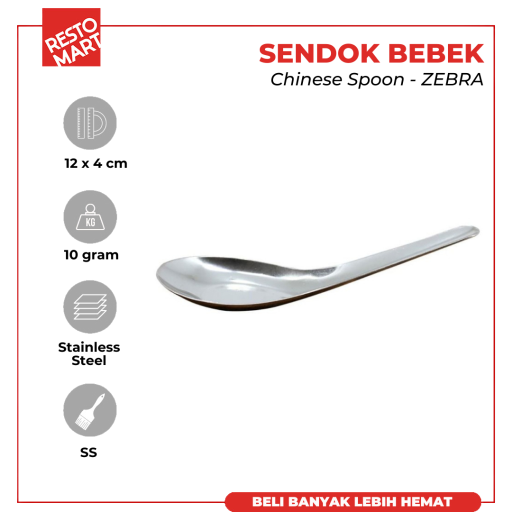Jual Sendok Bebek Stainless 304 / Chinese Spoon (S) ZEBRA Stainless 304 ...