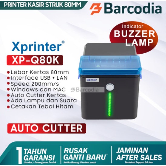 Jual BARCODIA Printer Xprinter XP-Q80K Thermal 80mm USB LAN Autocutter With Buzzer | Shopee ...