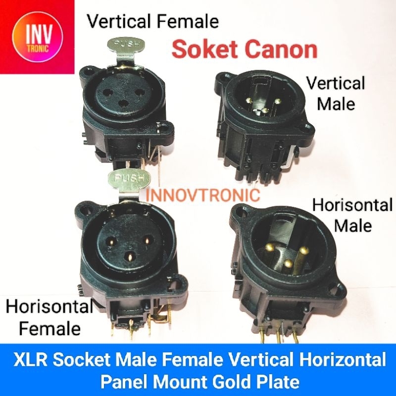 Jual Gold Plated Socket Soket Canon XLR Male Female 4Pin Vertical ...