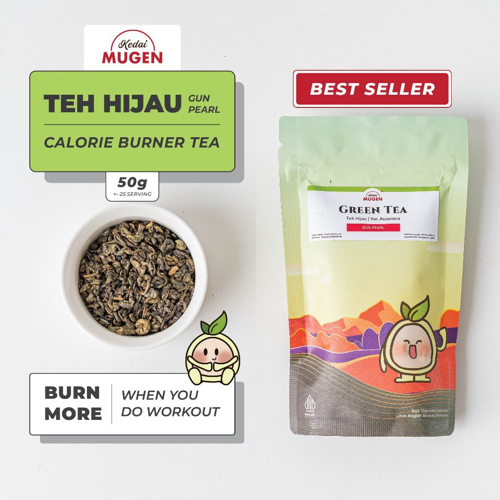 Jual Kedai Mugen - Teh Hijau Daun Asli Jawa / Java Green Tea Gun Pearl ...