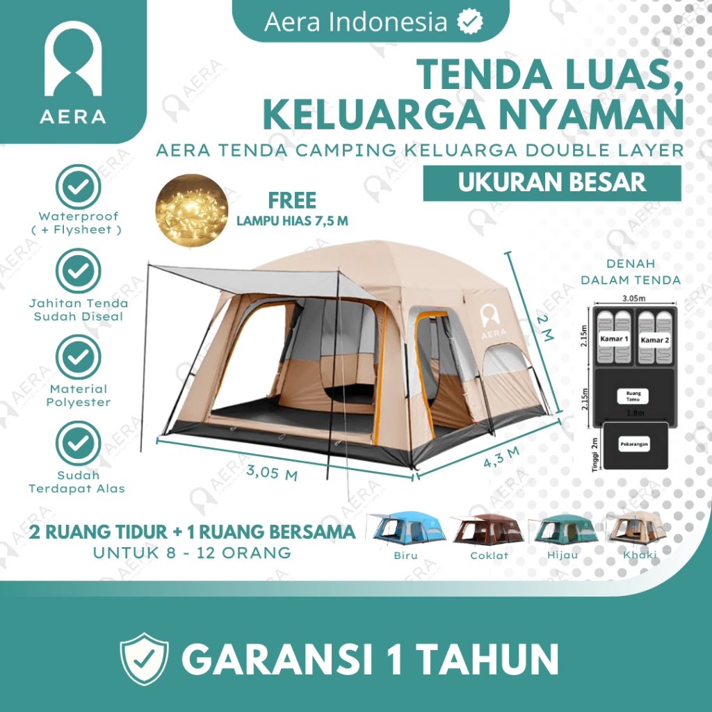 Jual TENDA CAMPING KELUARGA | TENDA KEMPING UNTUK 8 - 12 ORANG | TENDA ...