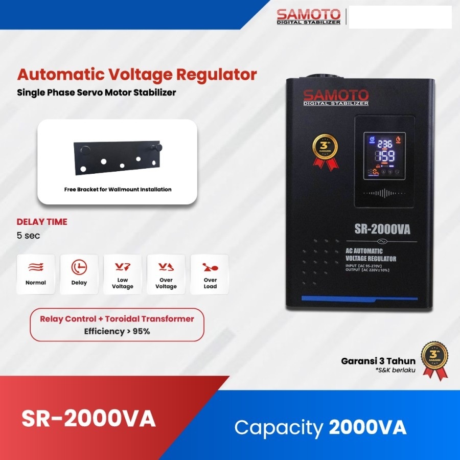 Jual Digital Stabilizer Samoto Stavol Listrik Single Phase 2000VA/2KVA ...