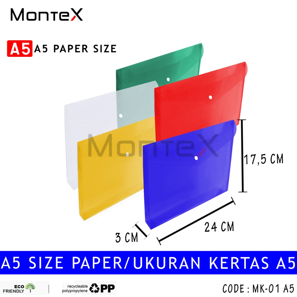 Jual MONTEX MAP KANCING PLASTIK PUNGGUNG UKURAN A5 (BUKU TULIS) SMART ...