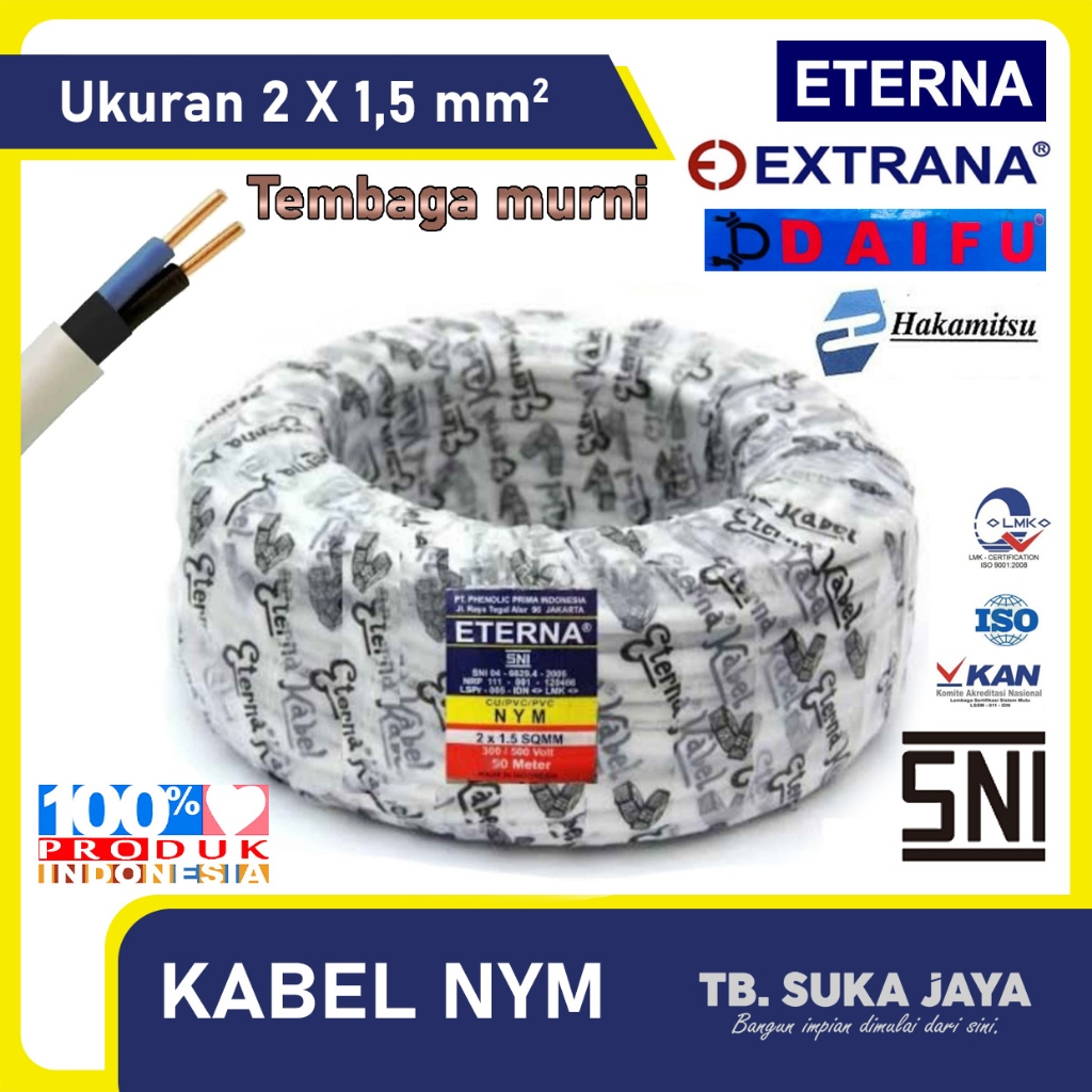 Jual Kabel Listrik NYM 2X1,5 mm2 per 1 Roll 50 meter | Shopee Indonesia