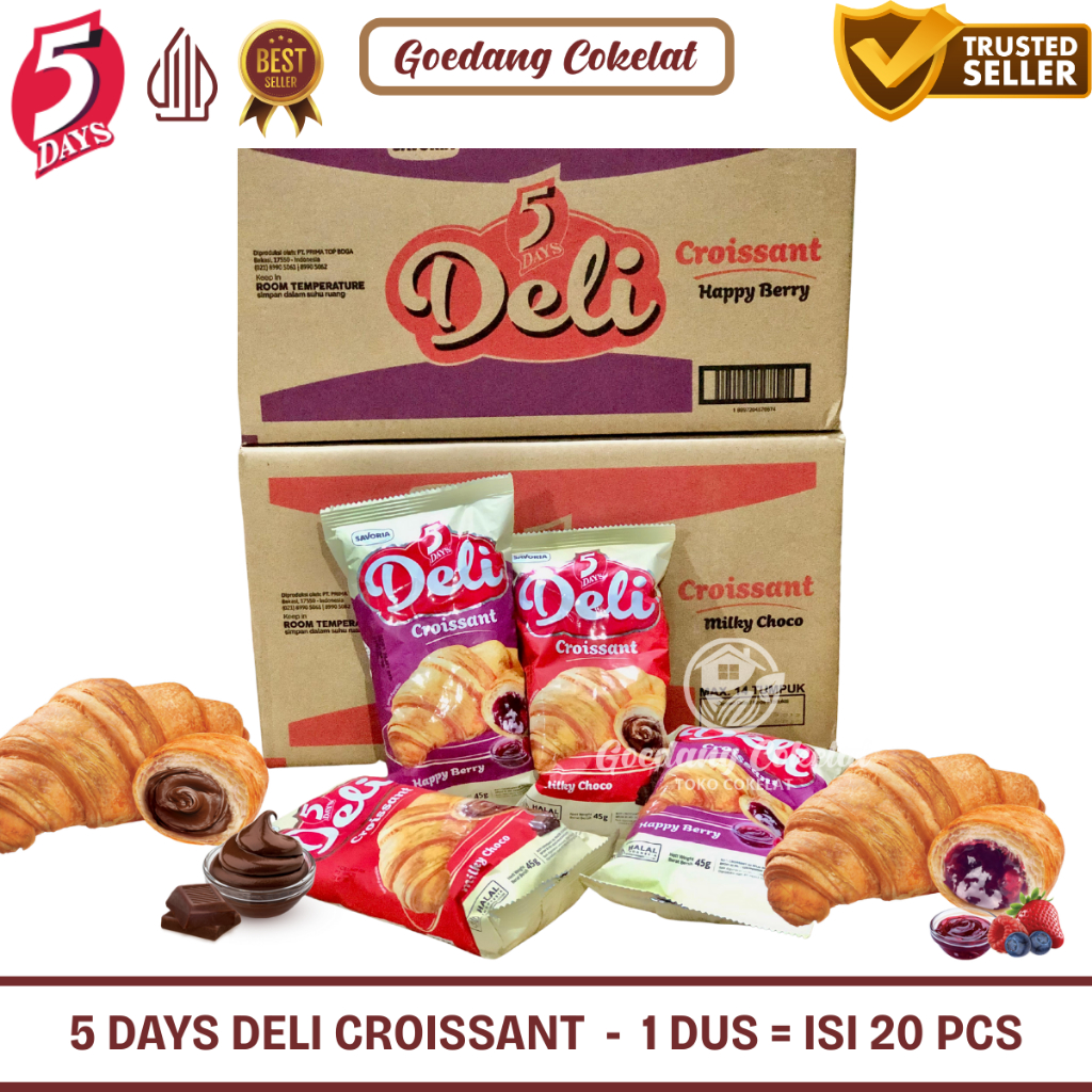 Jual 5 DAYS 5DAYS DELI CROISSANT Kroisan Roti Puff Pastry Rasa Coklat ...