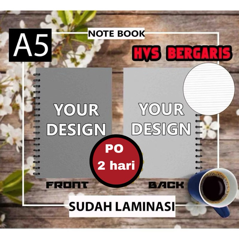 Jual Notes Custom A5 Bergaris / Notebook Spiral A5 Bergaris isi 30 40 ...