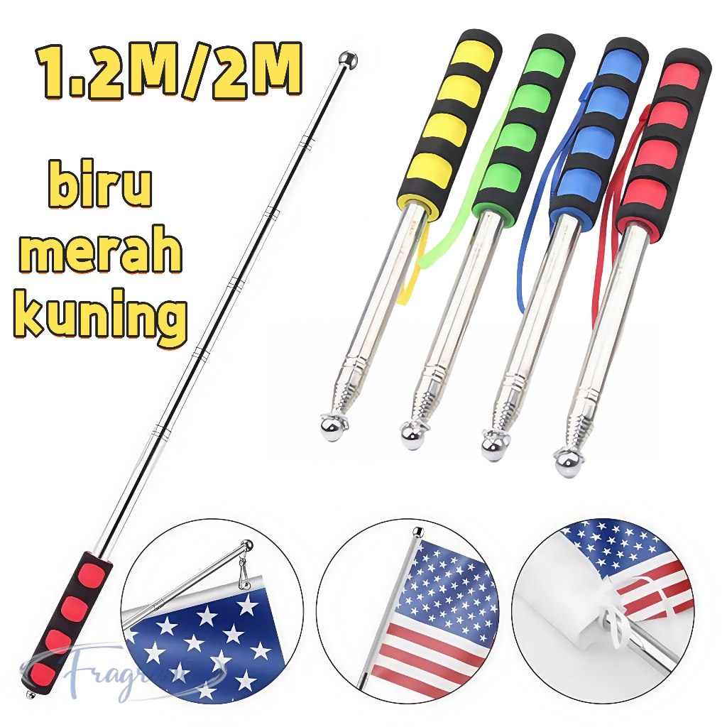 Jual 【COD】1.2/2 Meter Tongkat Tiang Bendera Lipat Portable Teleskopik ...