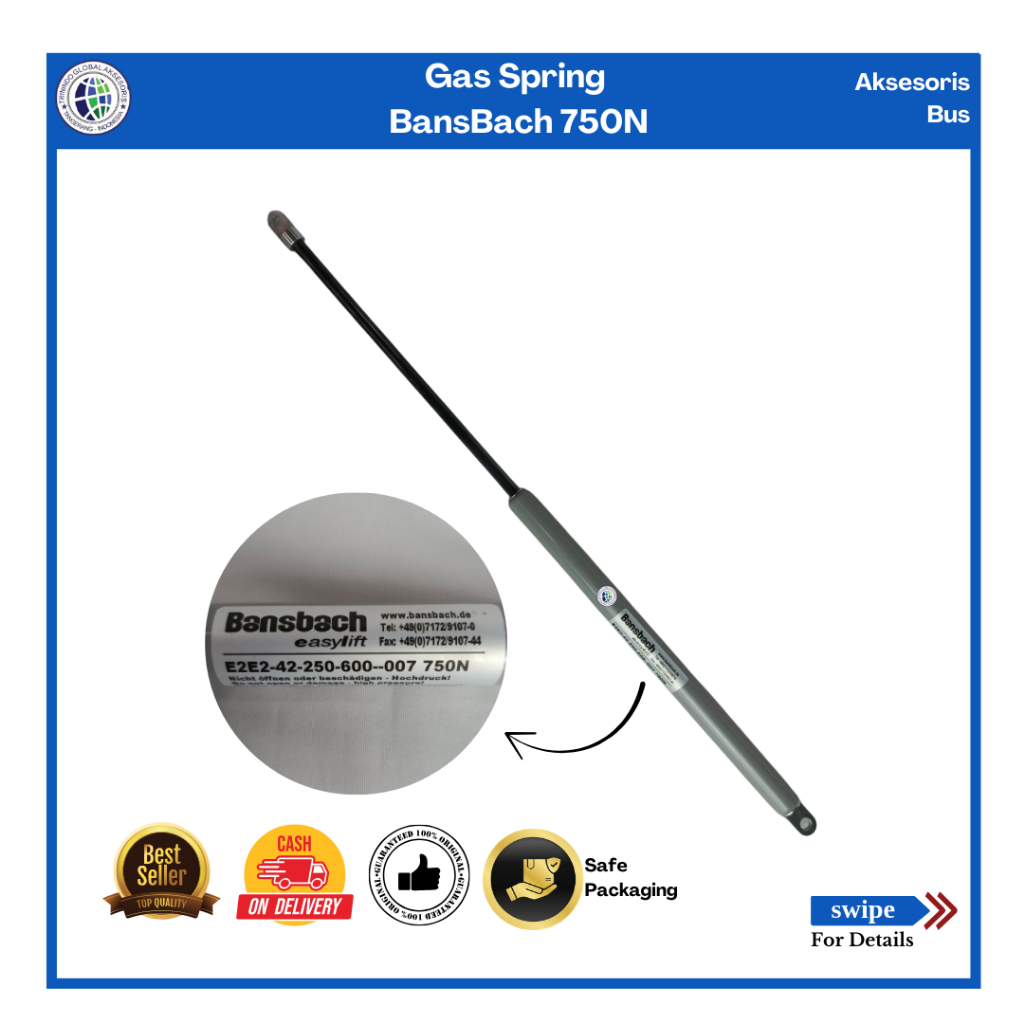 Jual Gas Spring Bansbach Original 60CM 750N/Pegas Stabilus/shock bagasi ...