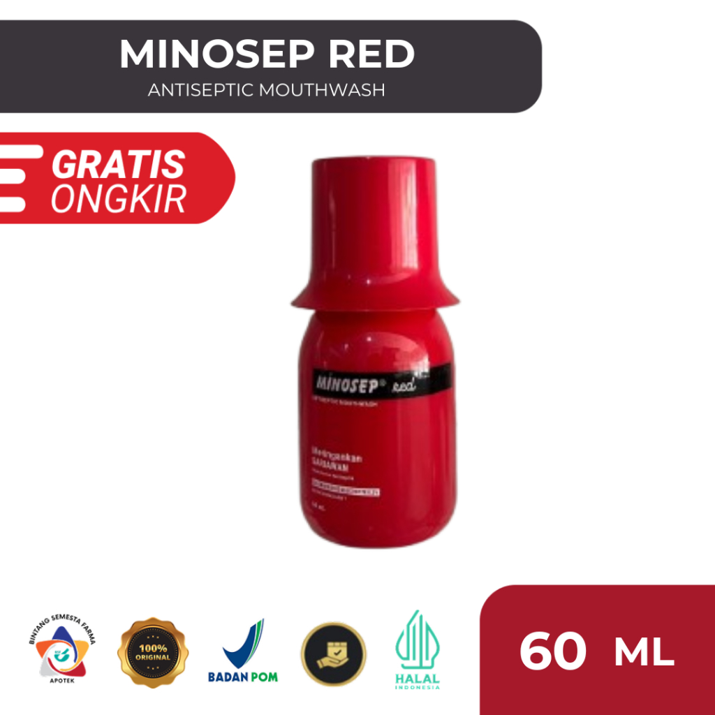 Jual Minosep Red 60ml Antiseptic Mouthwash / Obat Kumur Antiseptik ...