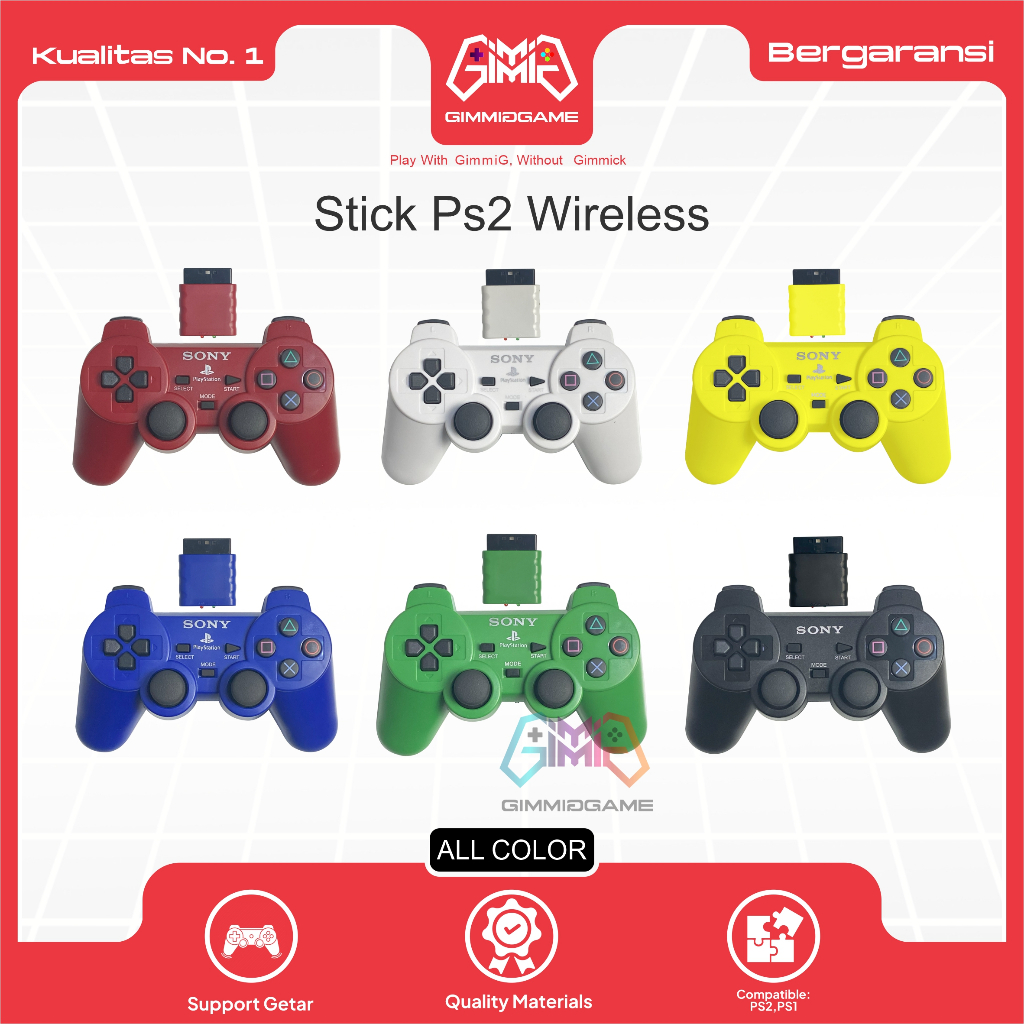 Jual Stick Stik PS2 Wireless Warna Merah Biru Putih Kuning Hijau Hitam ...