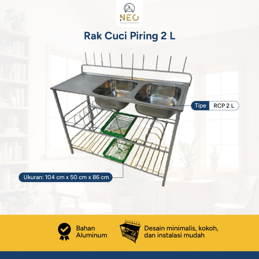 Jual NEO - Rak Cuci Piring Alumunium Master 1L 2L Mudah Dipasang Desain ...