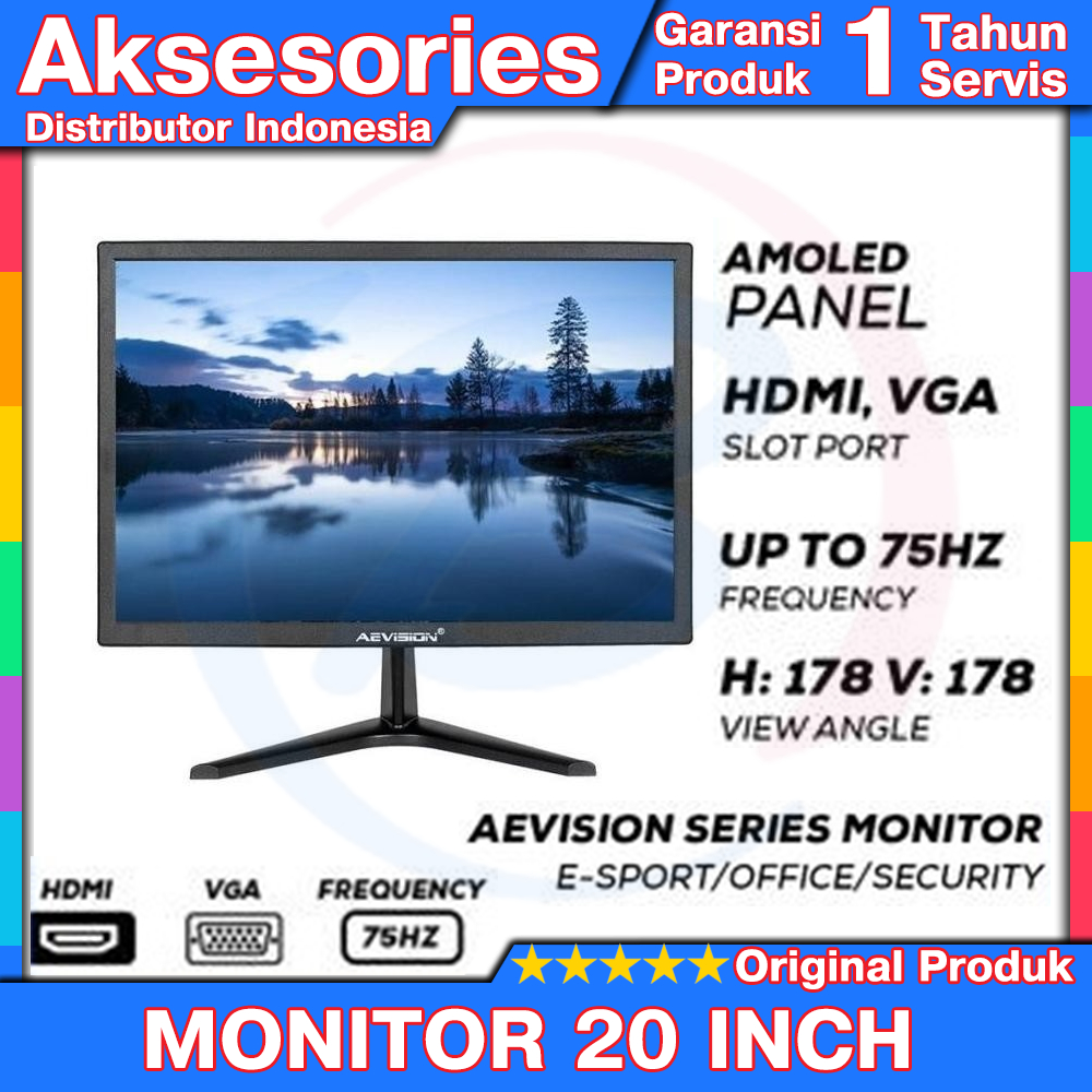 Jual Monitor LED 20 Inch Amoled Suppport Port HDMI & VGA Garansi Resmi ...