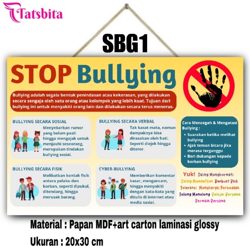 Jual TATSBITA Pajangan Hiasan Dinding Dekorasi Wall Decor Stop Bullying/Perundungan Di Kelas ...