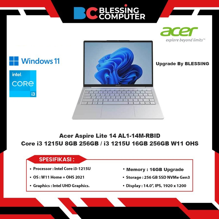 Jual Acer Aspire Lite 14 AL1-14M-RBID Core i3 1215U 16GB 256GB W11 OHS ...