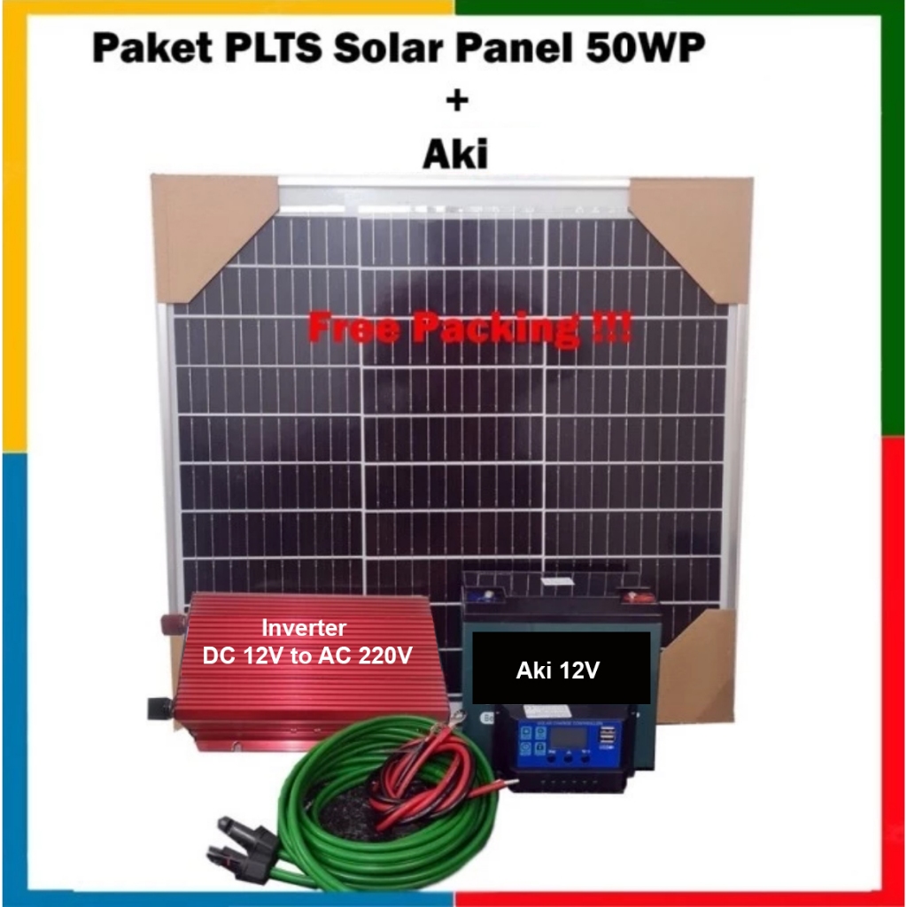 Jual Paket PLTS Solar Panel 50WP + Aki | Shopee Indonesia