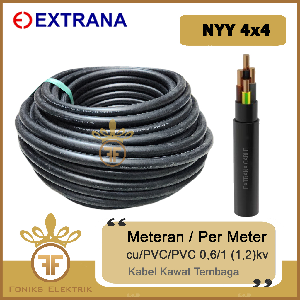 Jual KABEL TUFUR EXTRANA NYY 4X4 mm2 PER METER METERAN HITAM | Shopee ...