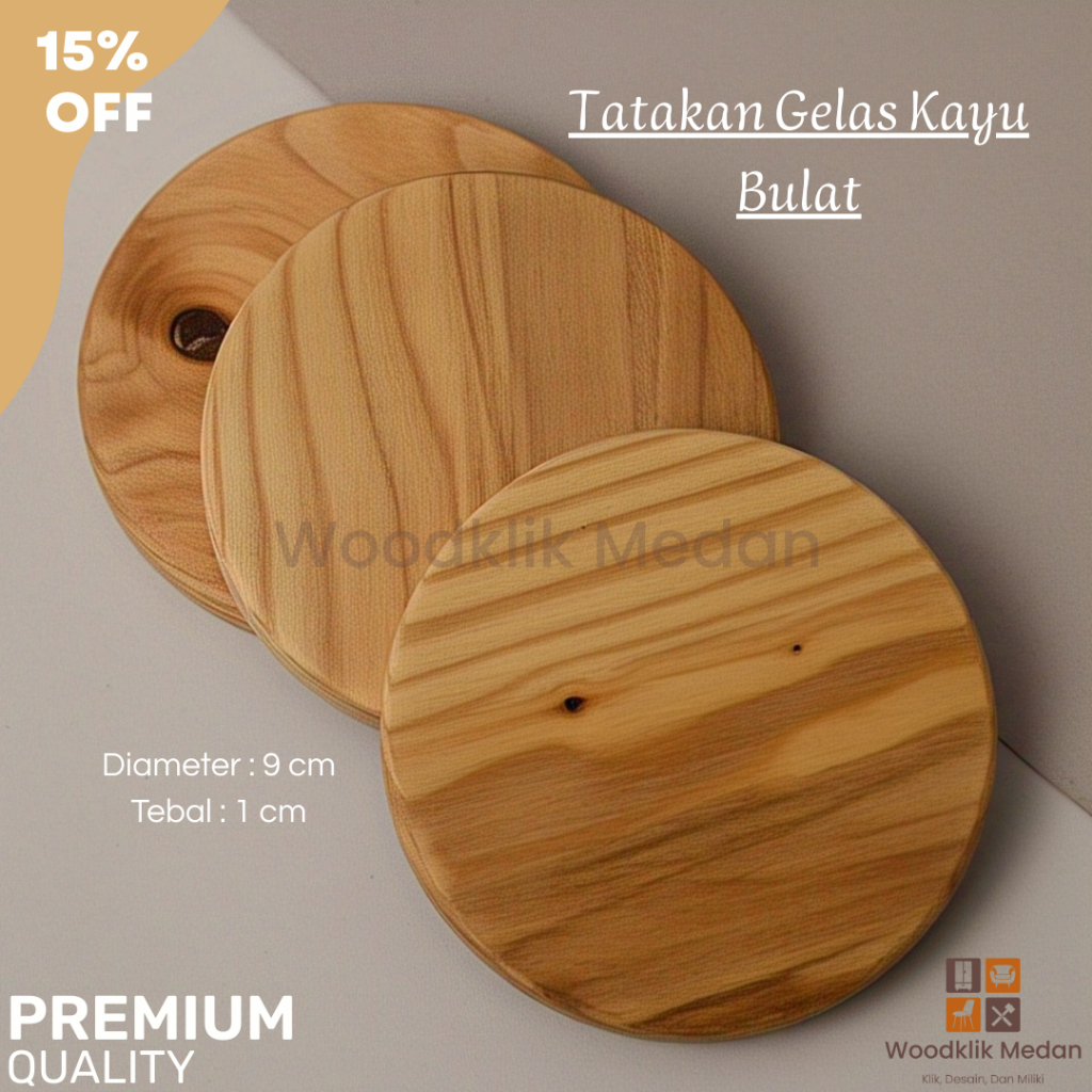 Jual Tatakan Gelas Kayu Bulat/ Coaster Kayu Minimalis Handmade/ Tatakan ...