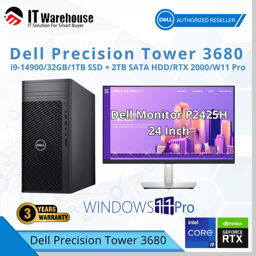 Jual Dell Precision Tower 3680 i9-14900 32GB RAM, 1TB SSD + 2TB SATA ...