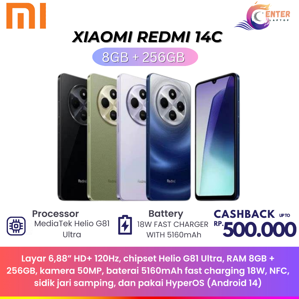 Jual Xiaomi Redmi 14C 8/256 GB Garansi Resmi / Redmi 14c 8/256 GB | Shopee Indonesia