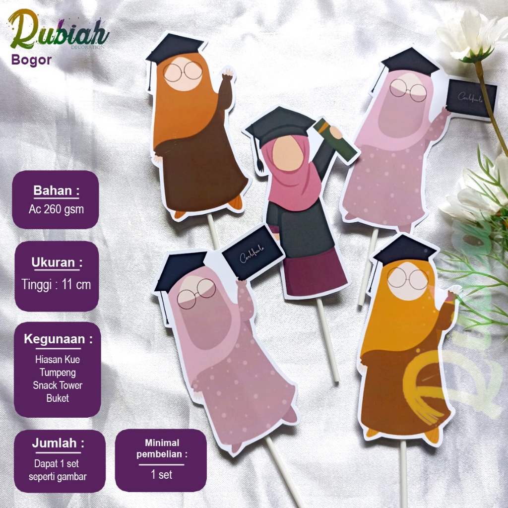 Jual Topper Wisuda Hijab Part 2 Hiasan Buket Kue Tumpeng Graduation ...