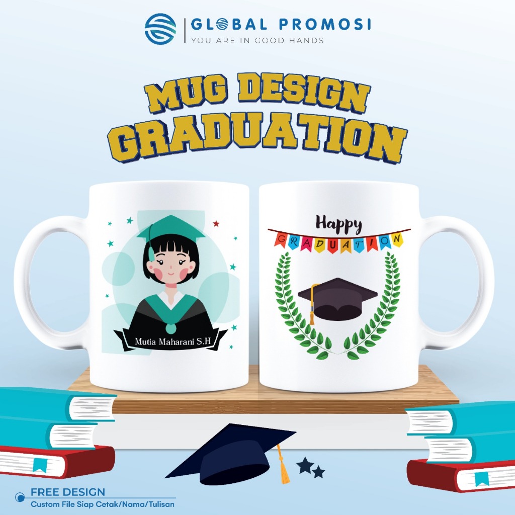 Jual Mug Tema Graduation/ Wisuda Print Custom Nama Gelas 350ml Satuan ...