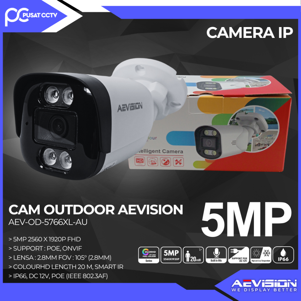 Jual Kamera CCTV Aevision Outdoor IP Camera 5MP With Audio, Full HD, 24 ...