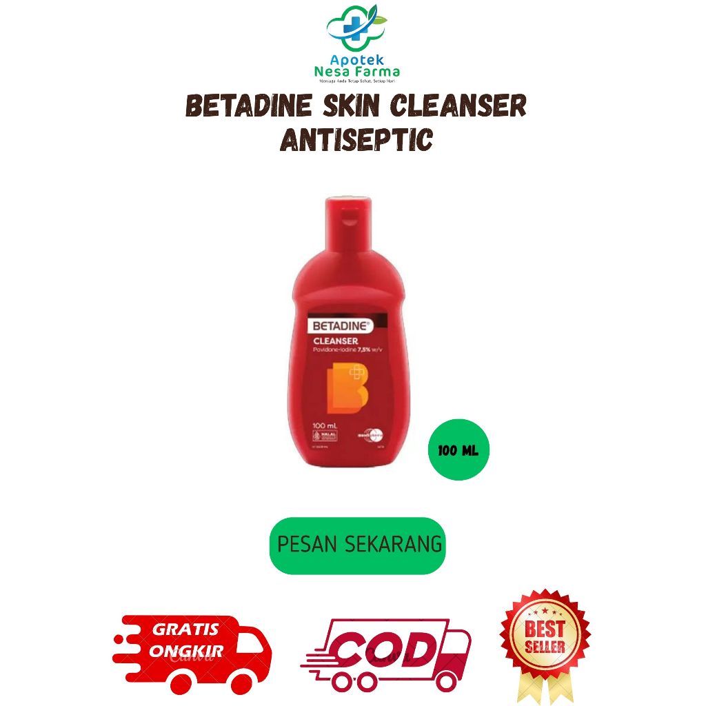 Jual Betadine Skin Cleanser Antiseptic Botol @100 mL | Shopee Indonesia