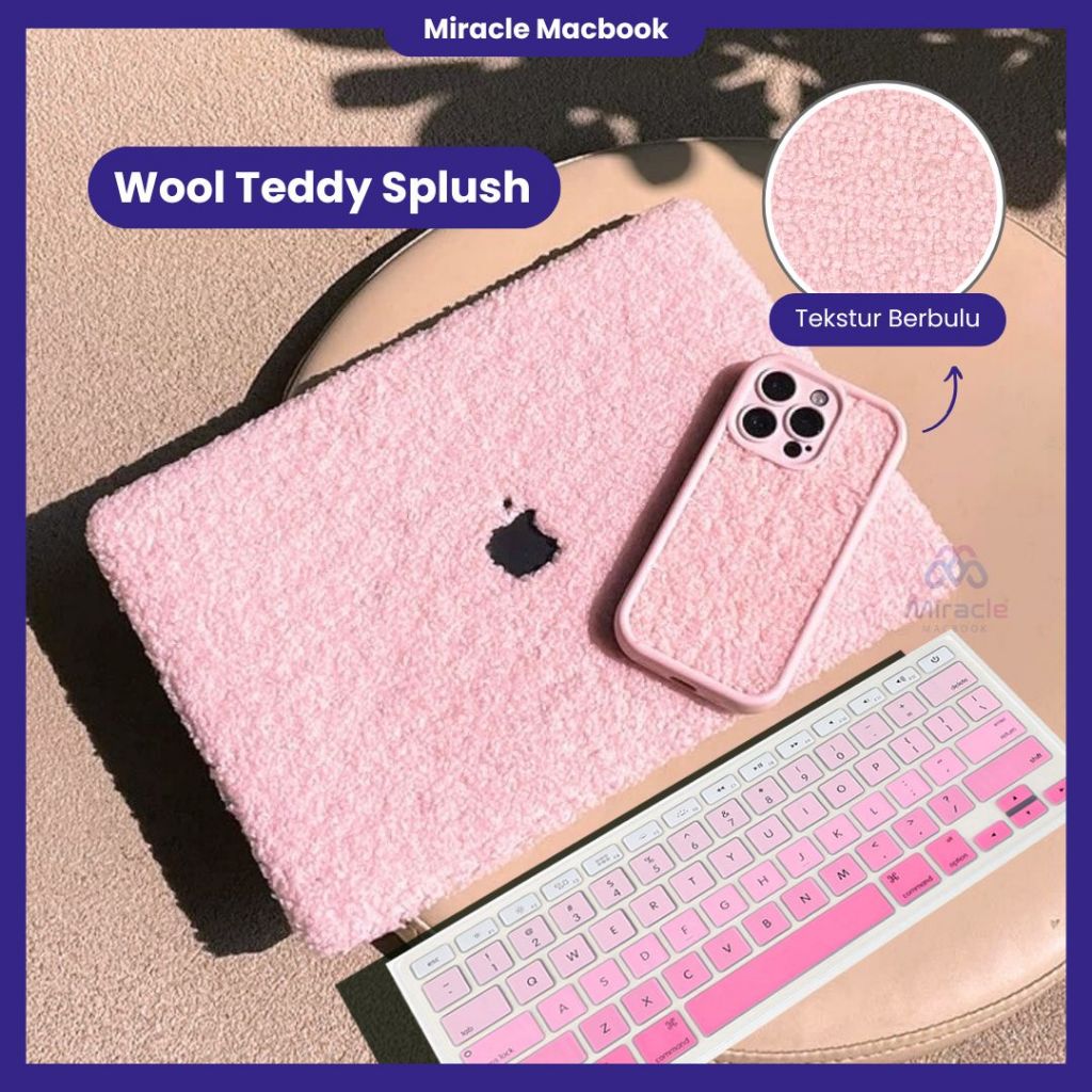 Jual Pastel Pink MacBook Texture Wool Teddy Plush Pink Case Macbook ...