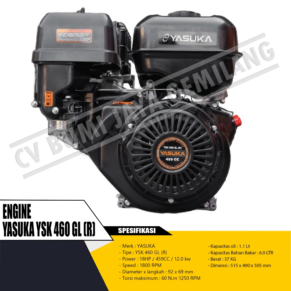 Jual MESIN PENGGERAK SERBAGUNA / ENGINE YASUKA YSK 460 GL (R) 18 HP PUTARAN LAMBAT | Shopee ...