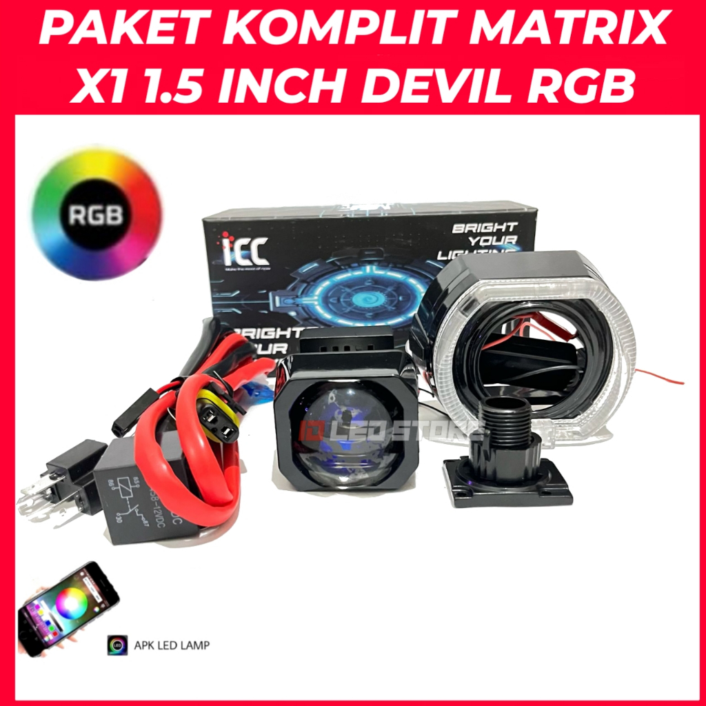 Jual PAKET BUNDLING BILED MATRIX X1 1.5 INCH DEVIL RGB FLLAT CUT OFF 40 ...