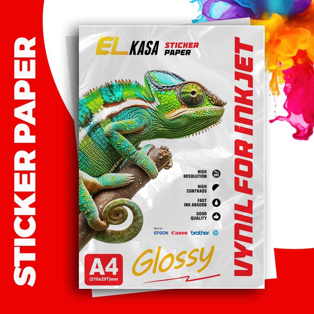Jual Kertas Stiker Vinyl Elkasa A4 Tinta Dye Pigment Epson HP Canon ...