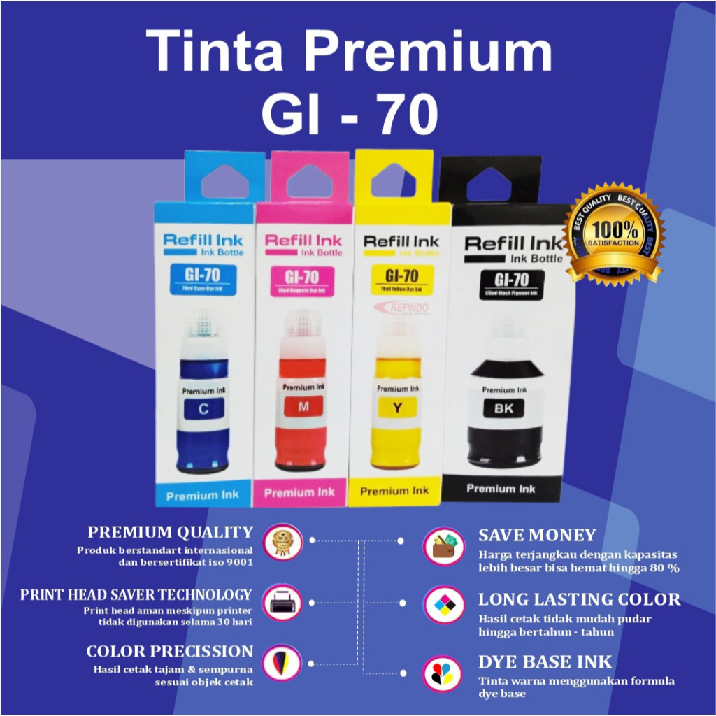Jual Tinta Canon GI 70 GI70 For Printer G5070 G6070 G7070 GM2070 GM4070 Premium | Shopee Indonesia