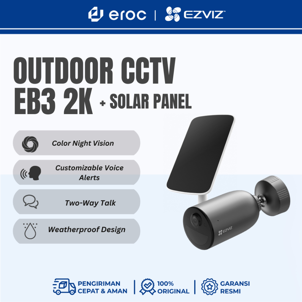 Jual EZVIZ EB3 2K KIT + SOLAR PANEL Battery Camera | Shopee Indonesia