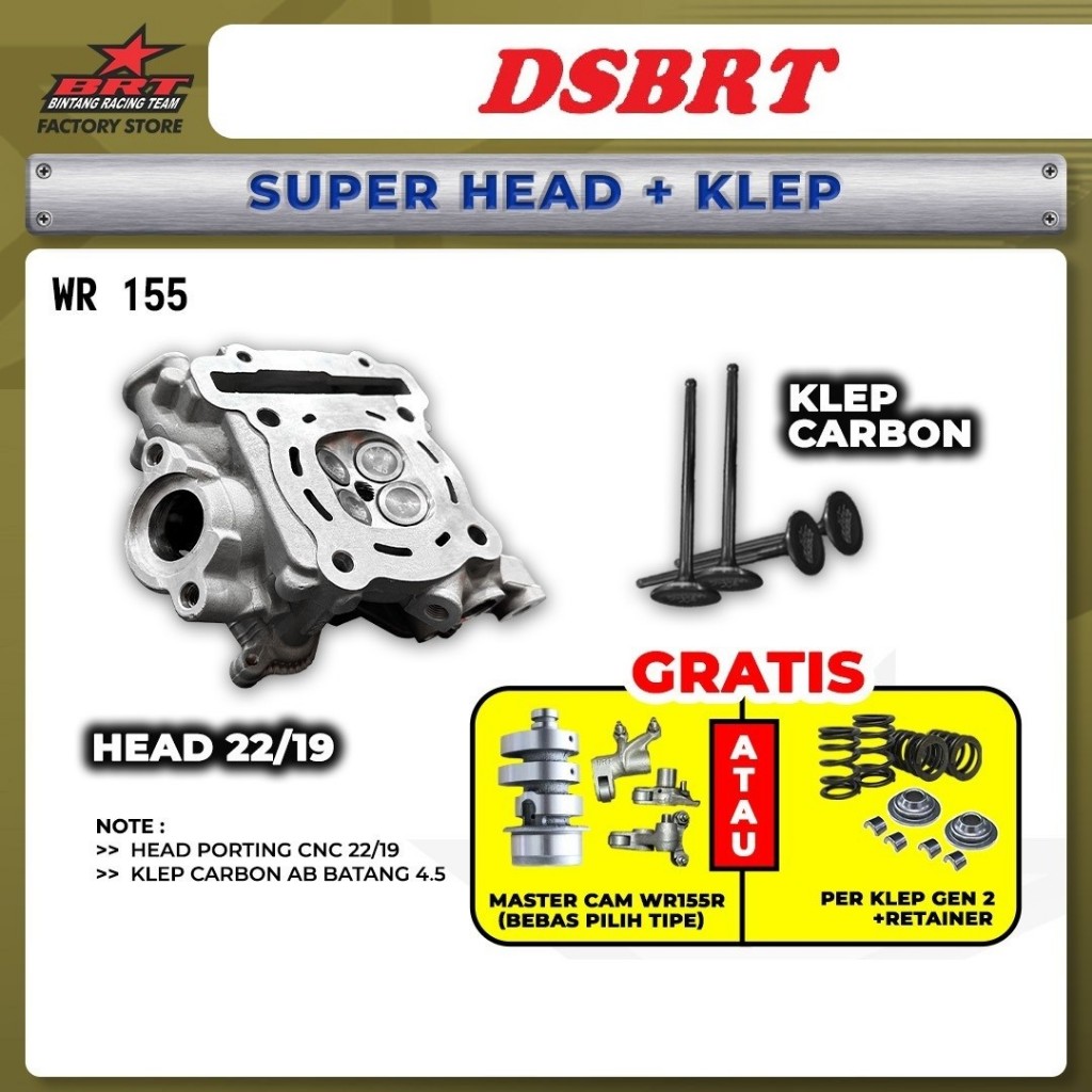 Jual HEAD BRT PORTING CNC 22 19 AEROX NEW NMAX WR 155 R15 V3 R15M R15 ...