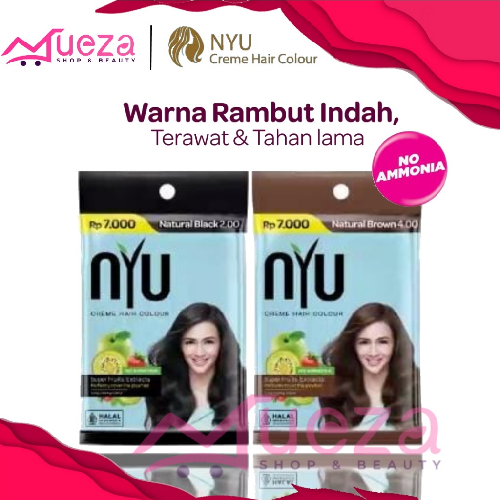 Jual Nyu Cream Hair Colour Semir Rambut Saset natural Black Brown ...