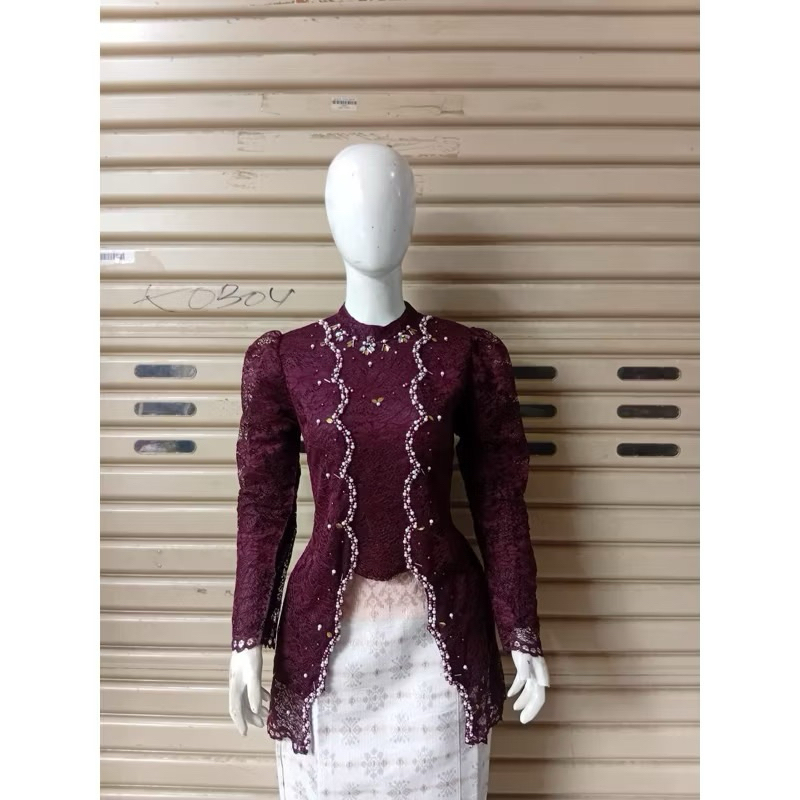 Jual Kebaya pesta // kebaya brukat burgundy // kebaya payet // kebaya ...