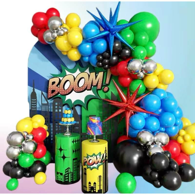 Jual PAKET BALON GARLAND AVENGER STARBURST BIRU MERAH | Shopee Indonesia