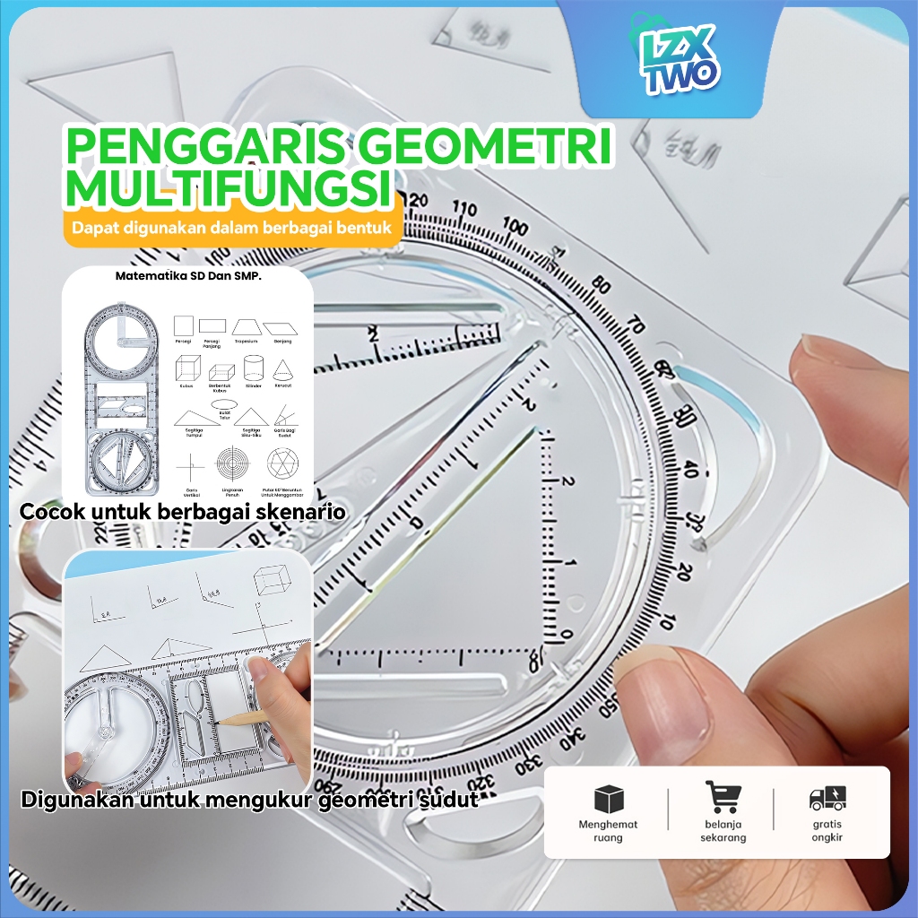 Jual Penggaris geometri dan matematika penggaris busur derajat multi ...