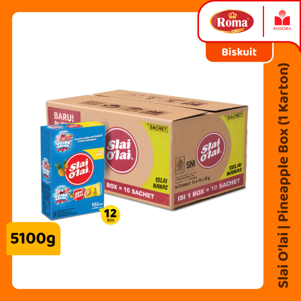 Jual 1 Karton Biskuit Roma Slai Olai Pineapple Box | Shopee Indonesia