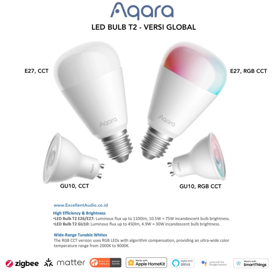 Jual Lampu LED Aqara LED Bulb T2 versi global - E27 CCT | Shopee Indonesia