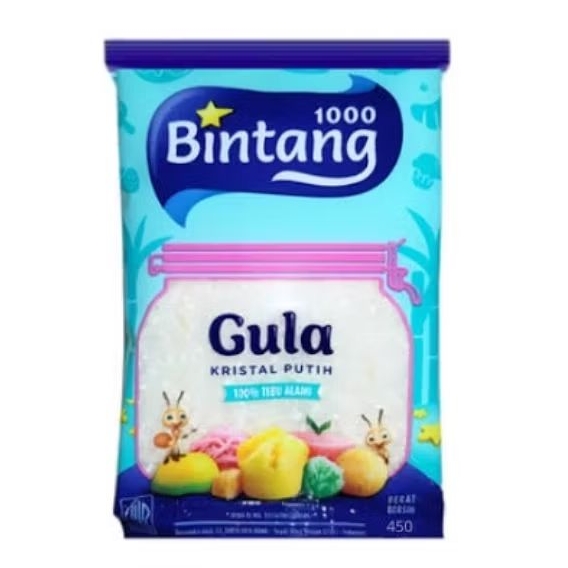 Jual (450G) GULA PASIR BINTANG 1000 GULA KEMASAN BINTANG 450 G GULA ...