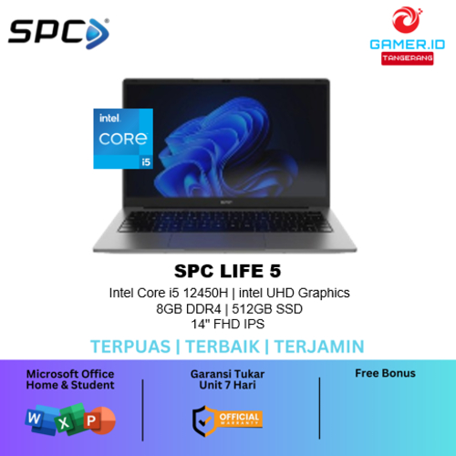 Jual Laptop SPC Life 5 Intel Core i5 12450H 8GB 512 Windows 11 Pro 14 ...